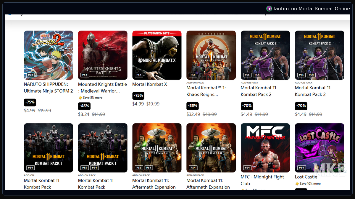 Huge Mortal Kombat sales on Playstation Store - Mortal Kombat Online